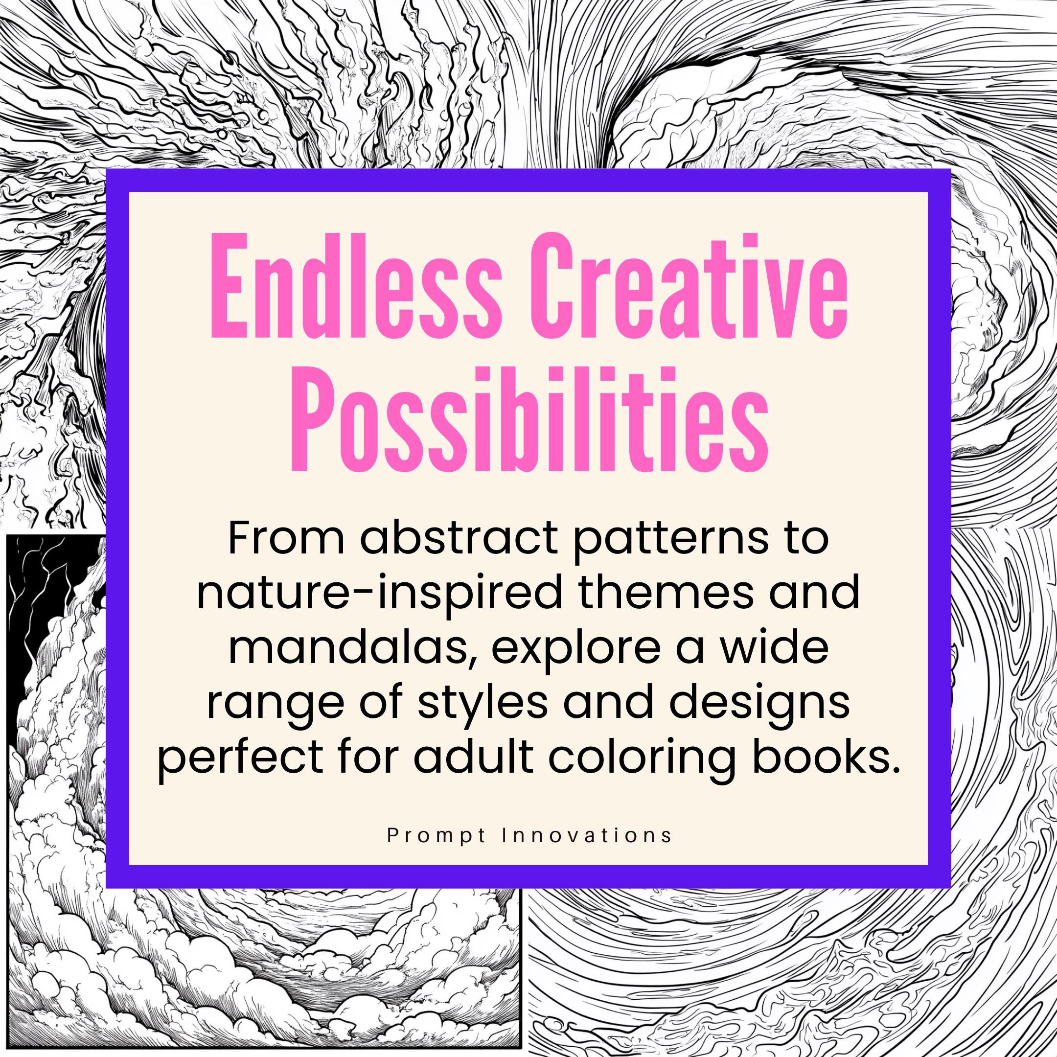 150 Adult Coloring Book Prompts for Midjourney Vol. 1 Effortless AI Art ...