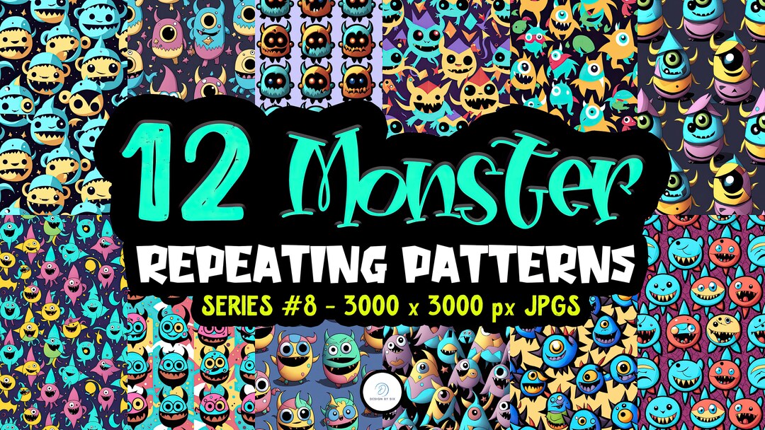 Monsters Series 08 - Unique Seamless Patterns - Printable Paper for DIY ...