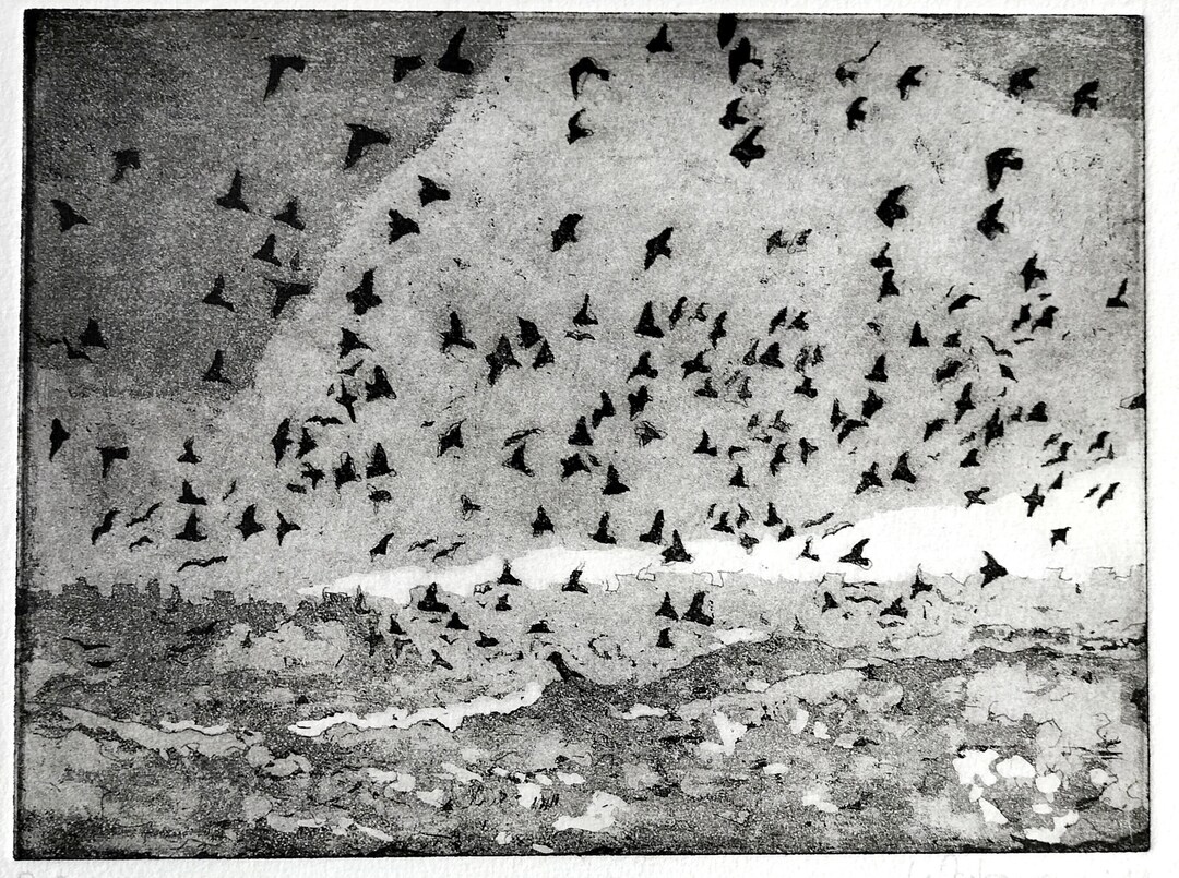 Landscape Crows - Etching, Art Print - Etsy