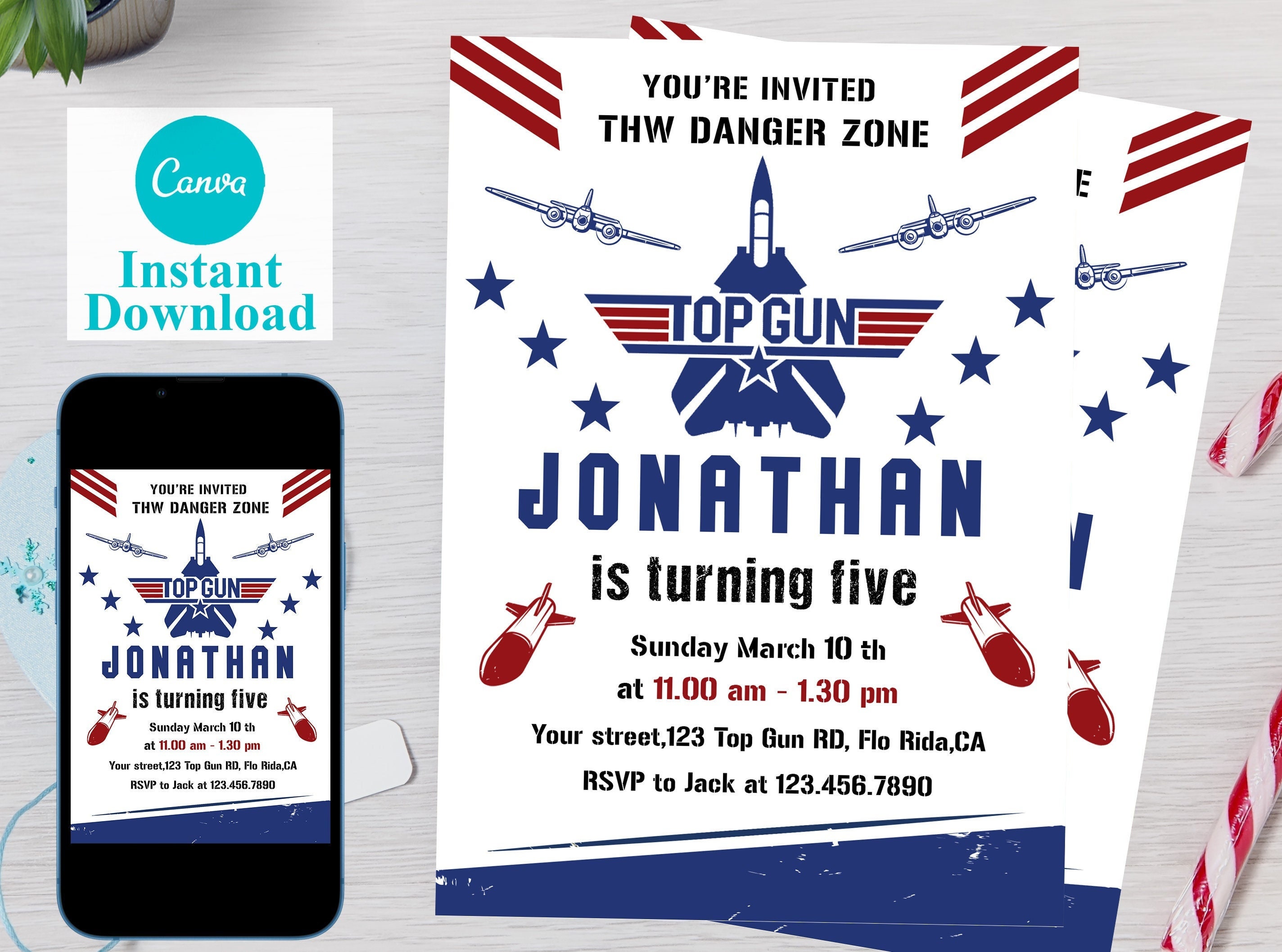 Editable Topgun Birthday Invitation Template Printable - Etsy