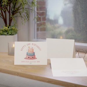 3rd Birthday Card | Smiling Cakes, Party Confetti (7x5 Inches) - Etsy