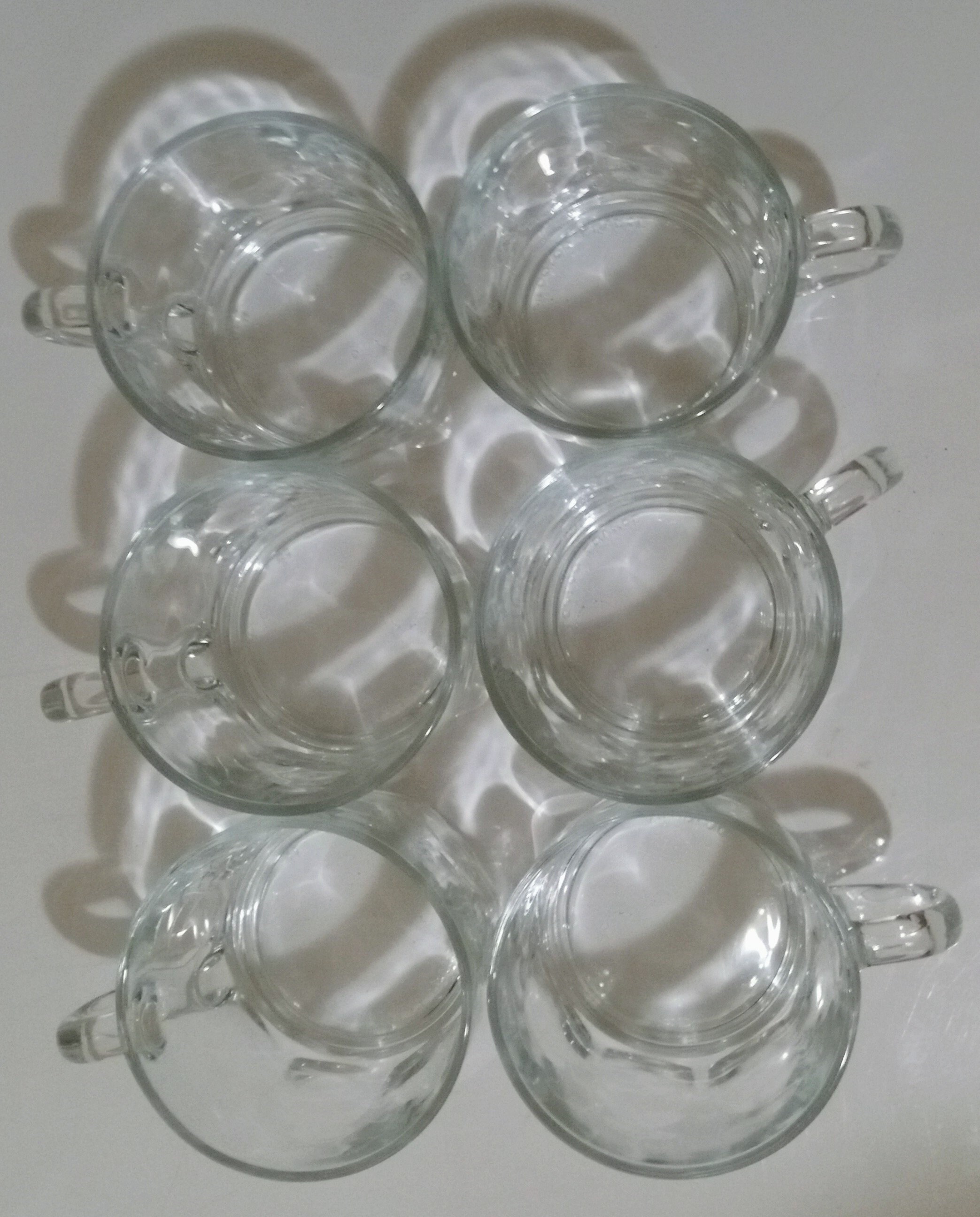 Set of 6 Rare Arcoroc Thumbprint, Clear Glass Cups With Handles. Made ...