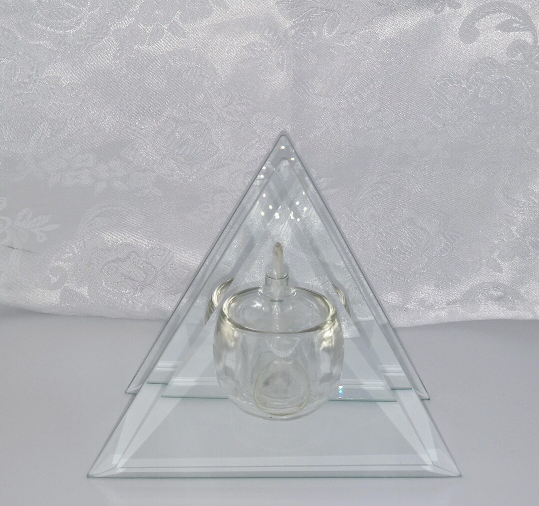 Beautiful Lamplight Oil Lamp. Double Triangle, Beveled Glass With ...