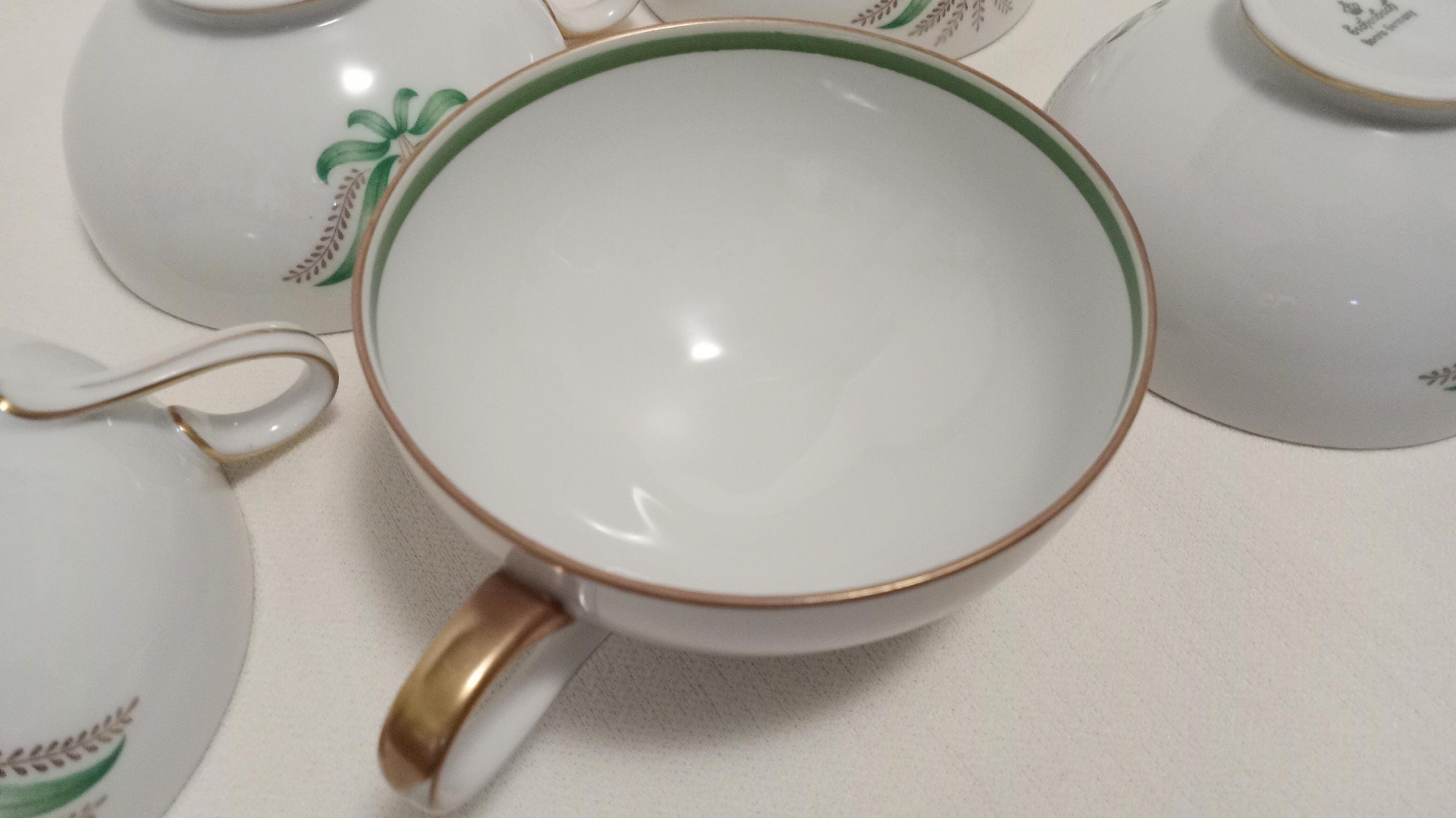 6 Eschenbach Bavaria Germany Porcelain Teacups. White Porcelain With ...