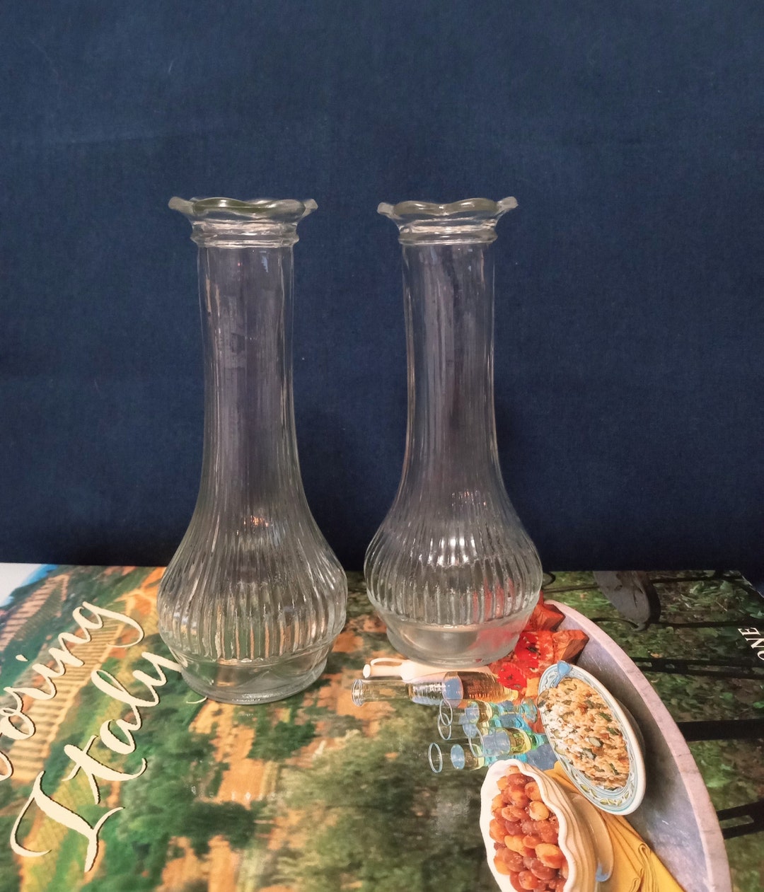 Set of 2 A.L. Randall Company Horizontal Ribbed Clear Glass - Etsy