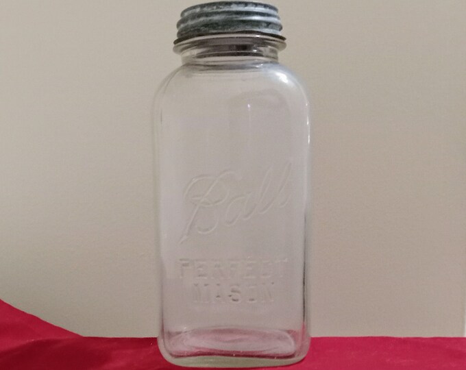 1923-1933 Rare Square Half Gallon Ball Perfect Mason Jar With Zinc and ...