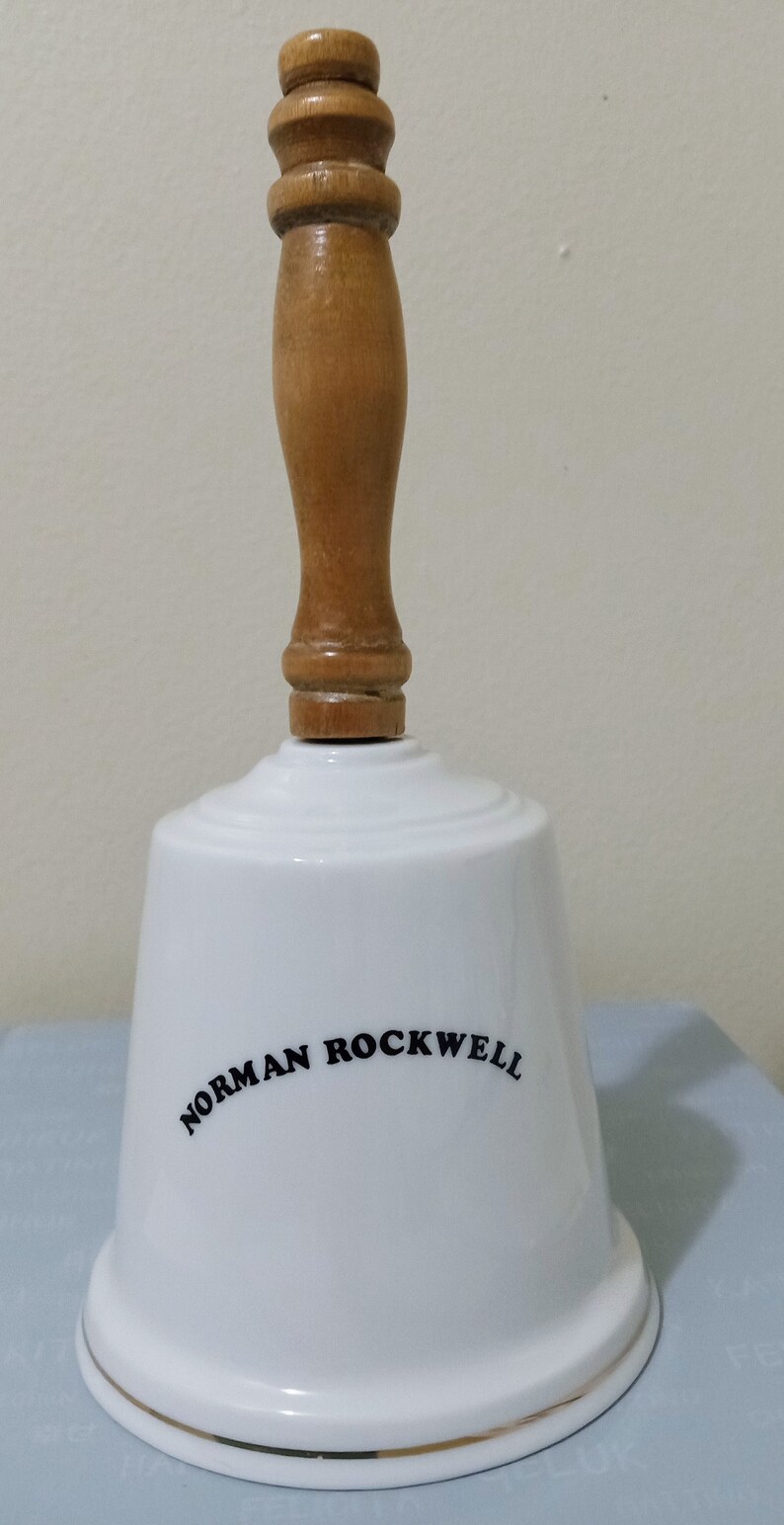 1980, Norman Rockwell, 9 Porcelain Bell With Wood Handle. Runaway Boy ...