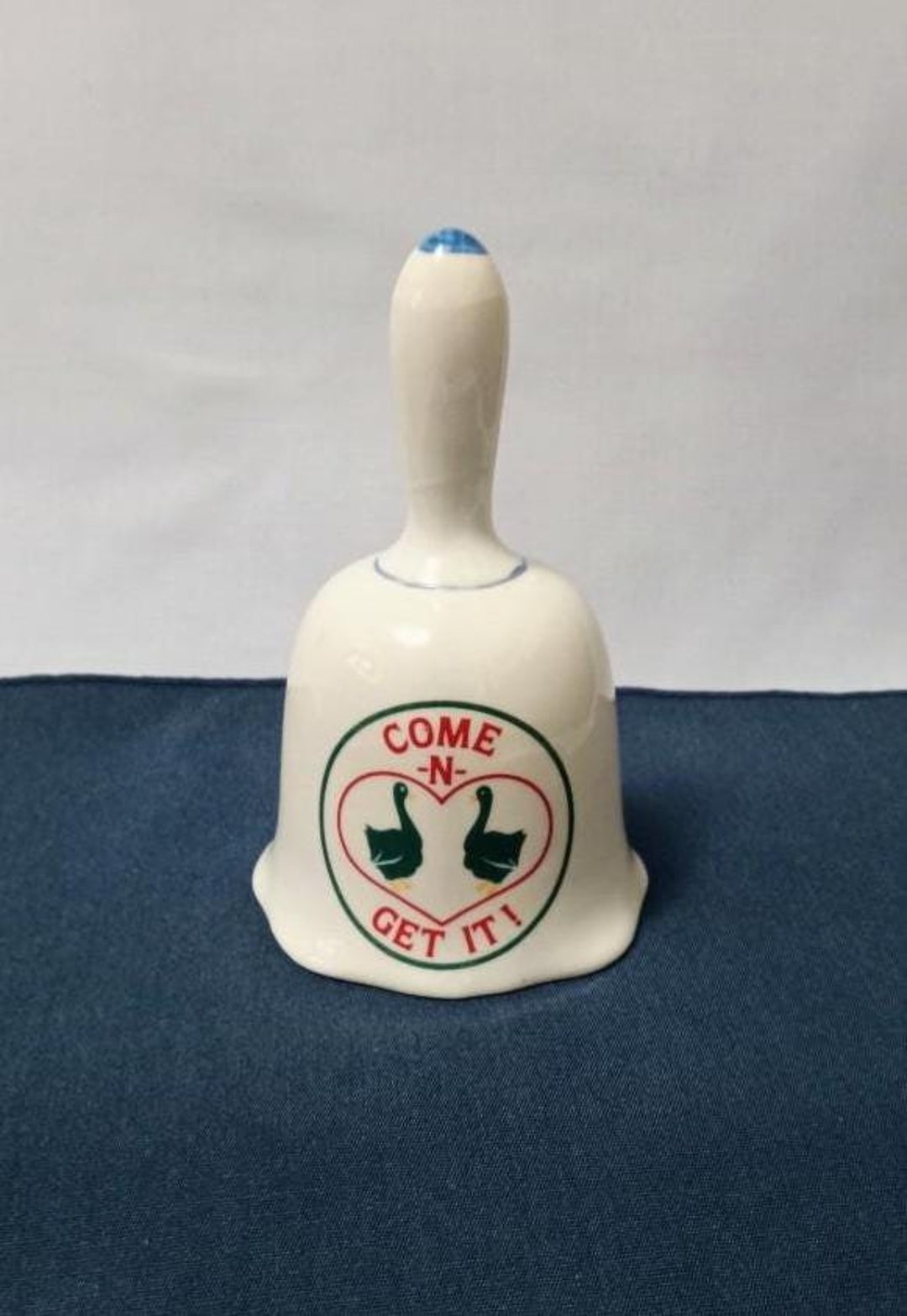 Rare, Vintage Artmark "come-n-get It !" Porcelain Dinner Bell. White ...