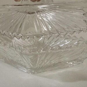 Vintage Art Deco, Ribbed Diamond Shape Glass Trinket Box With Sawtooth ...