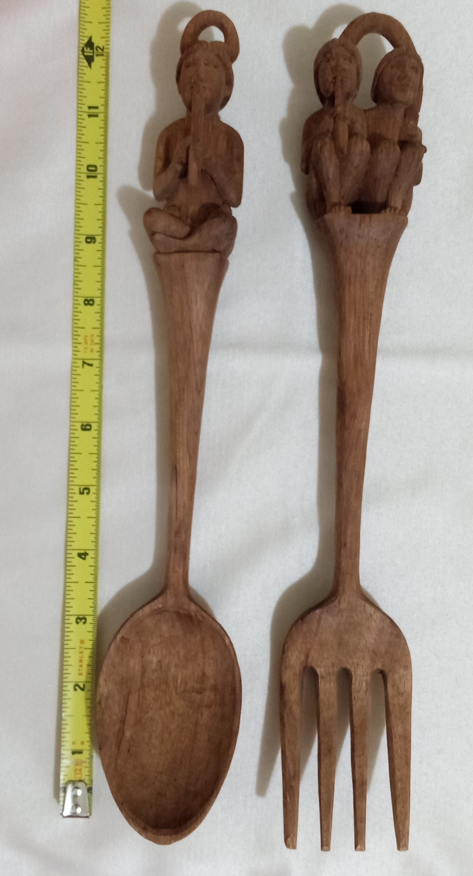 Rare, Hand Carved Wood Spoon and Fork. Tribal People Playing Music - Etsy