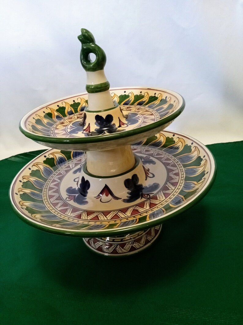2002 Deruta, Hand Painted Collection. Heavy over 4 Lbs. Ceramic 2 Tier ...