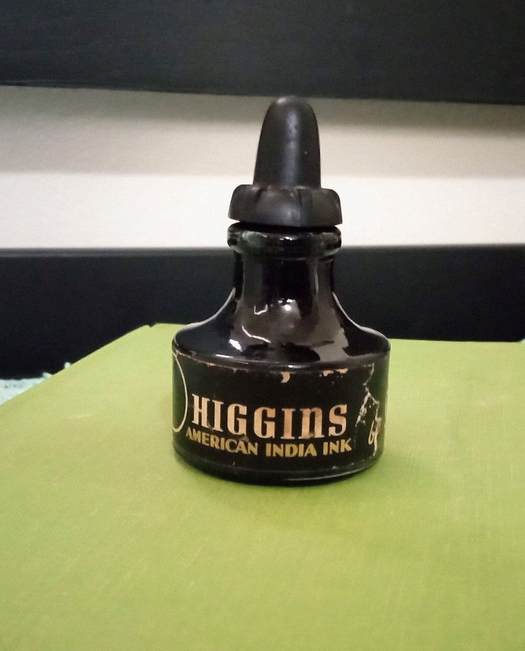 1899-1960's Higgins American India Black Waterproof Ink Bottle, With ...