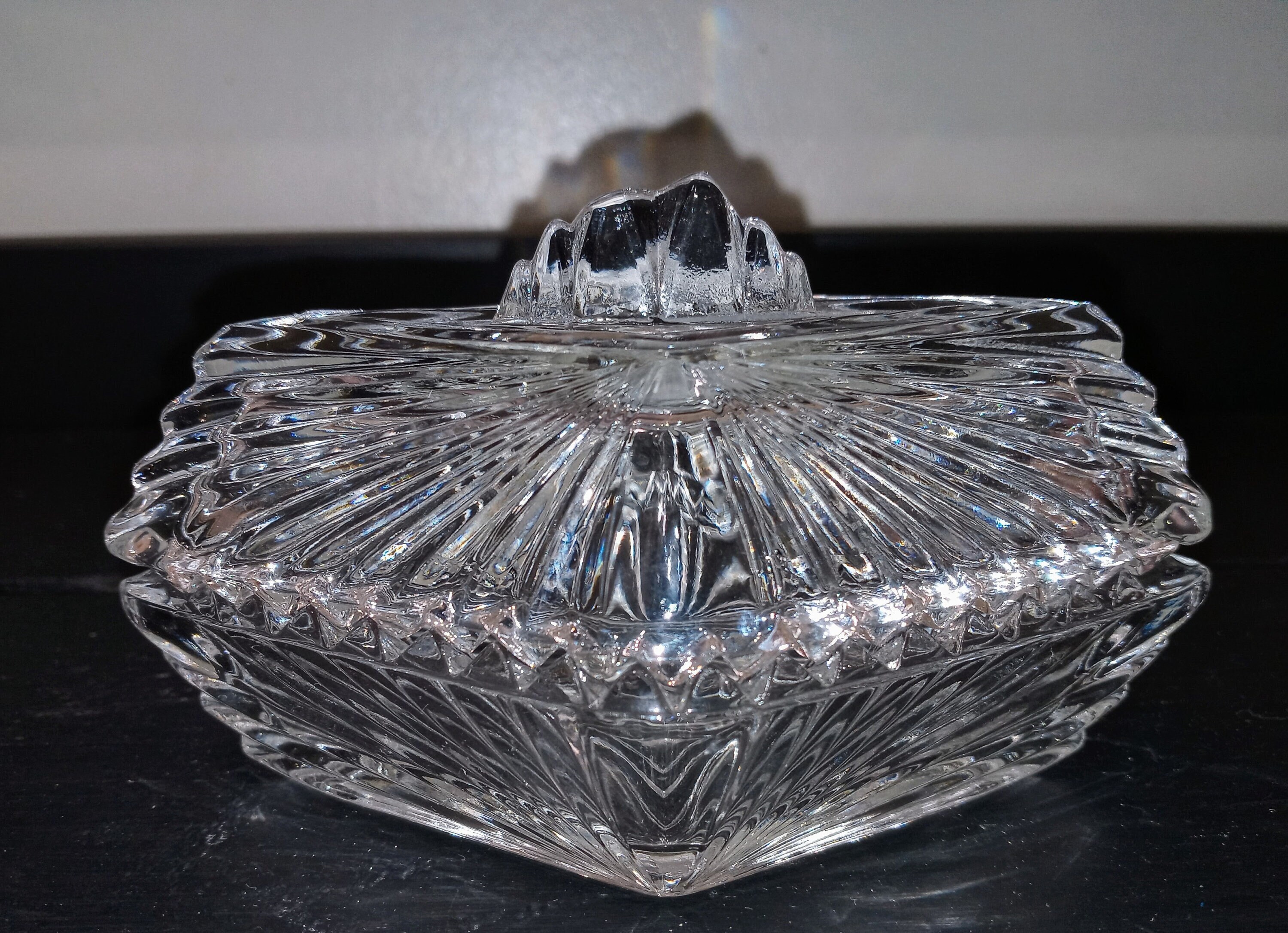 Vintage Art Deco, Ribbed Diamond Shape Glass Trinket Box - Etsy