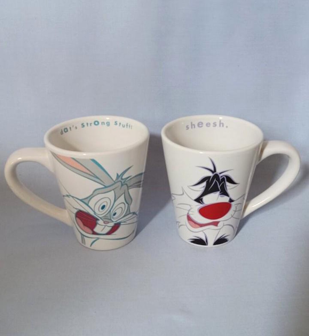 2 Large 1999 Warner Brothers Punch Mugs by Michel & Company. Bugs Bunny ...