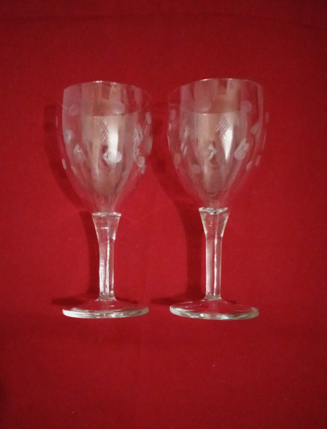 2 Standard Glass Company's Criss Cross and Dot Pattern Water Goblets - Etsy