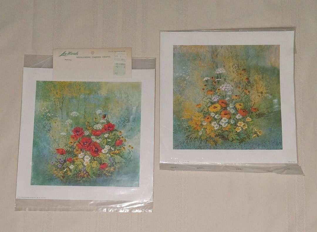 Pair of 2 Lithograph Paintings by Floral Artist Robert Laessig. 10" X ...