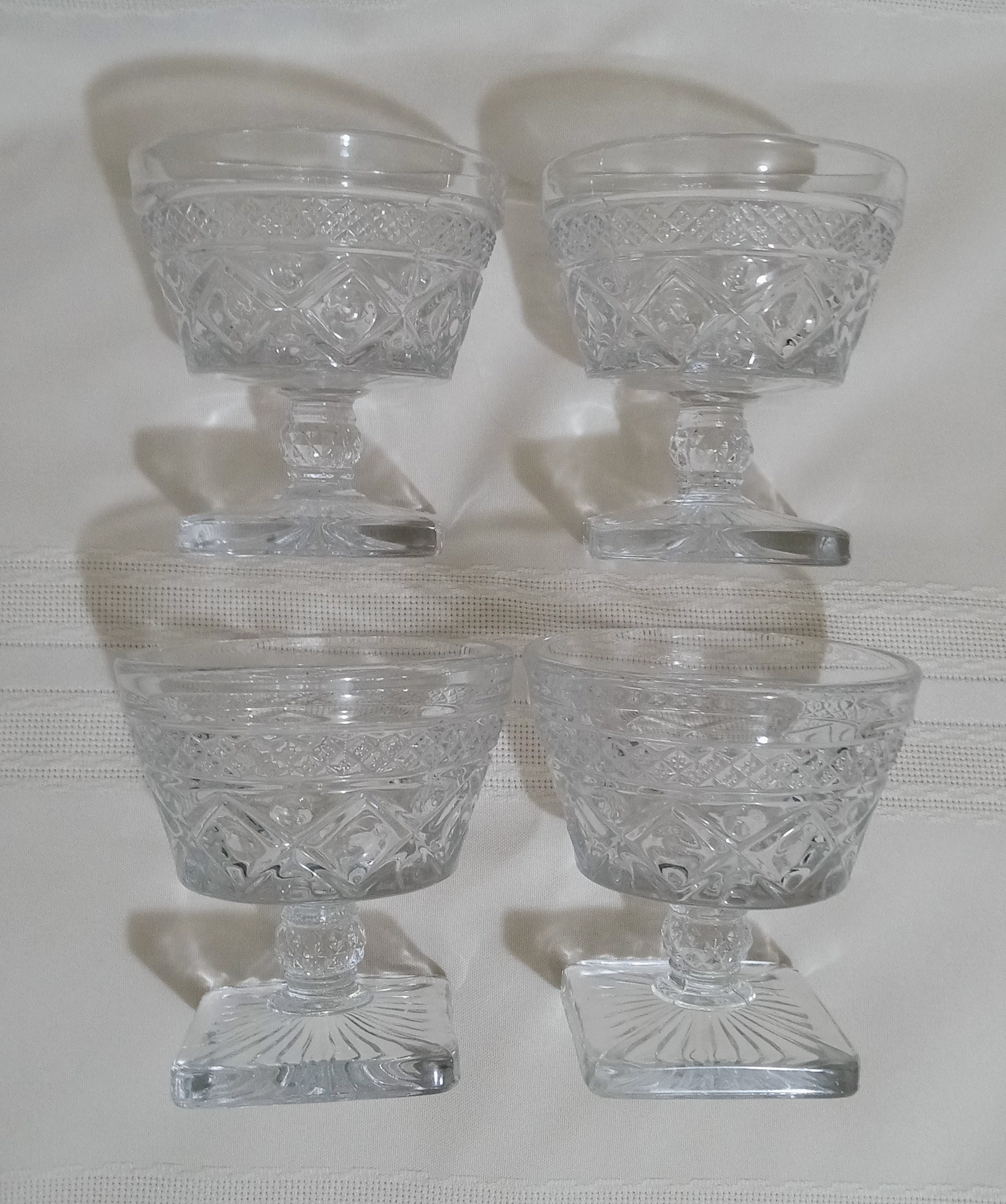 1932-1984, Set of 4 Imperial Glass Company's Cape Cod, Square Base ...