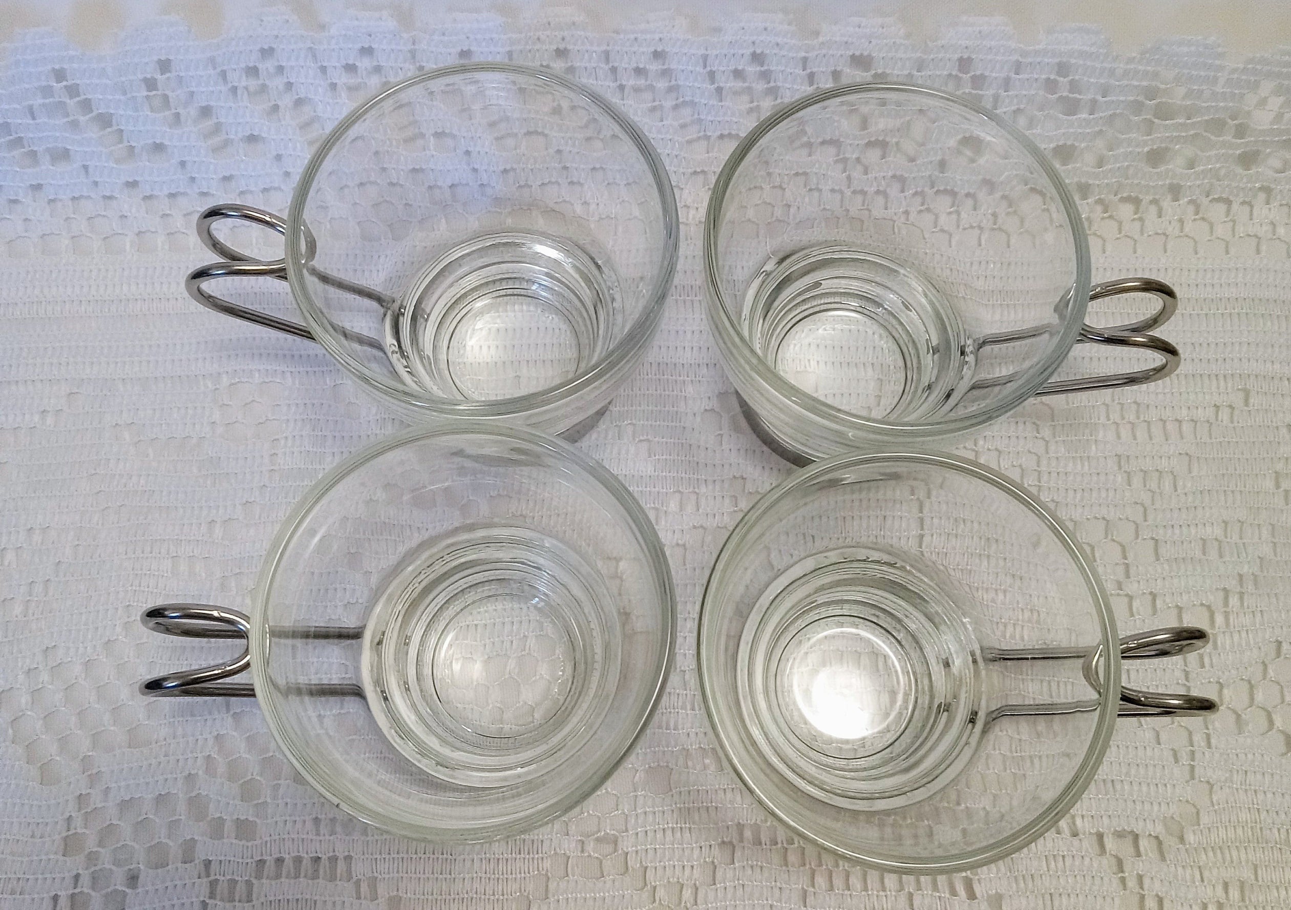 4 Bormioli Rocco Oslo Espesso Cups. Clear Tempered Glass With Removable ...