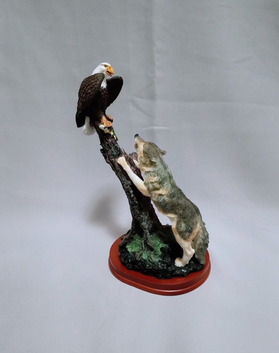 Wolf, Eagle, Fish and 10" Statue on A Wood Base - Etsy
