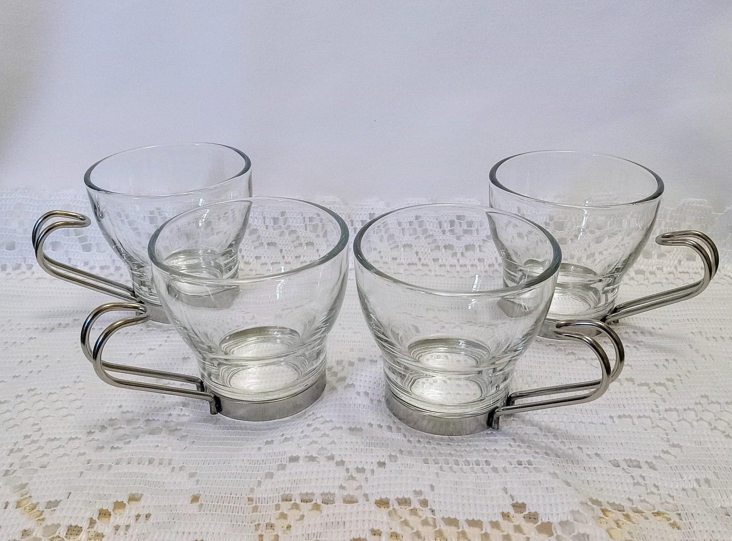 4 Bormioli Rocco Oslo Espesso Cups. Clear Tempered Glass With Removable ...