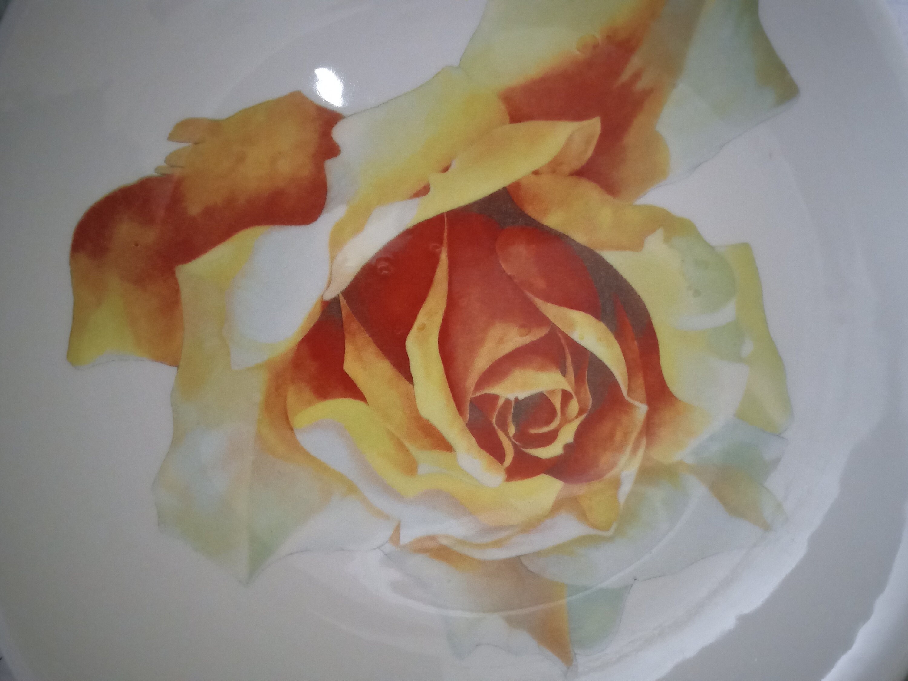1970's Italian Ceramica Due Torri, Orange and Yellow Rose Plate. Made ...