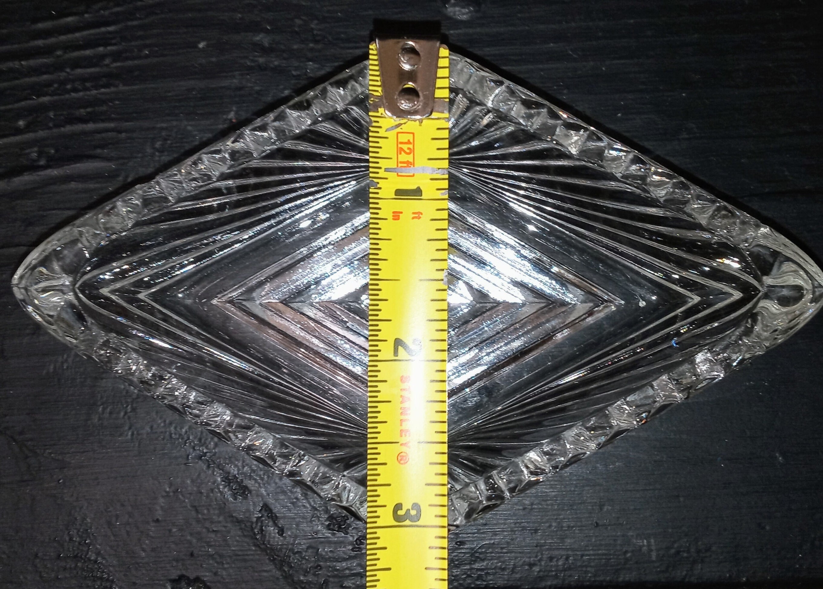 Vintage Art Deco, Ribbed Diamond Shape Glass Trinket Box - Etsy