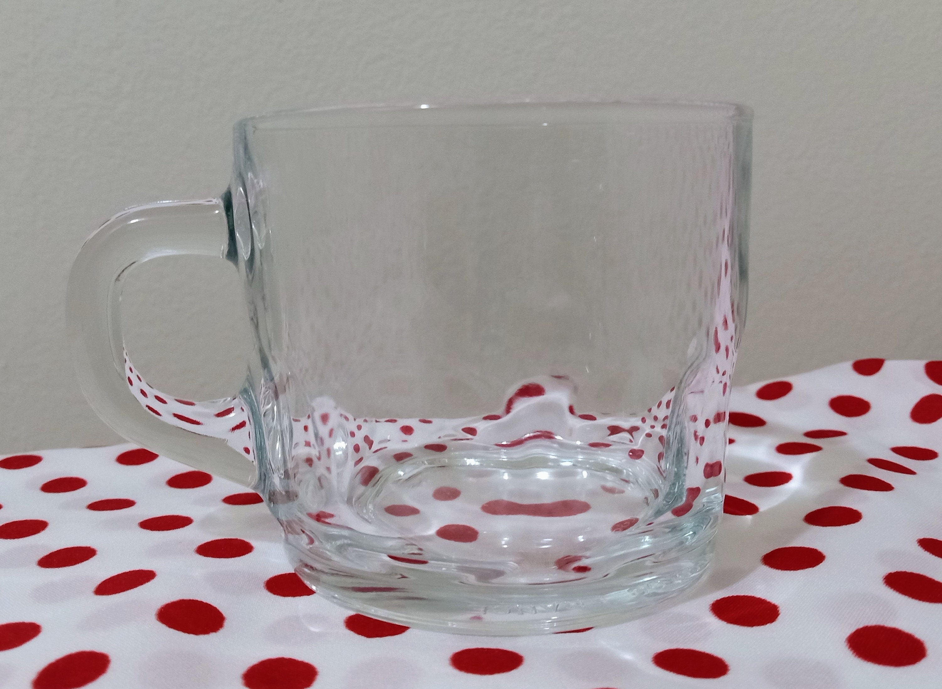 Set of 6 Rare Arcoroc Thumbprint, Clear Glass Cups With Handles. Made ...