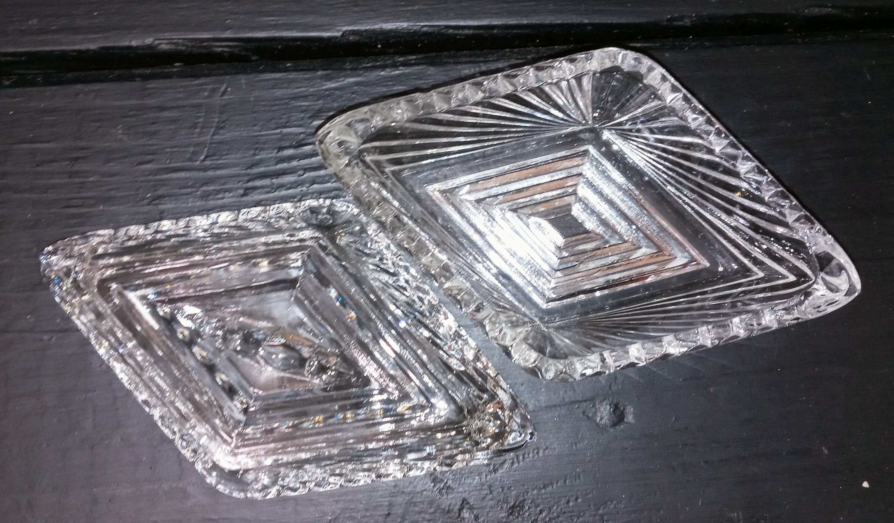 Vintage Art Deco, Ribbed Diamond Shape Glass Trinket Box - Etsy