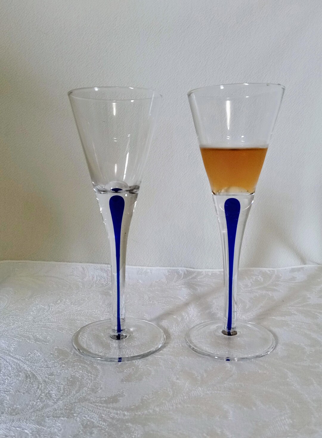 2 Elegant 1984 Orrefors Intermezzo Snaps Blue 6", 2 Oz Stem Shot ...