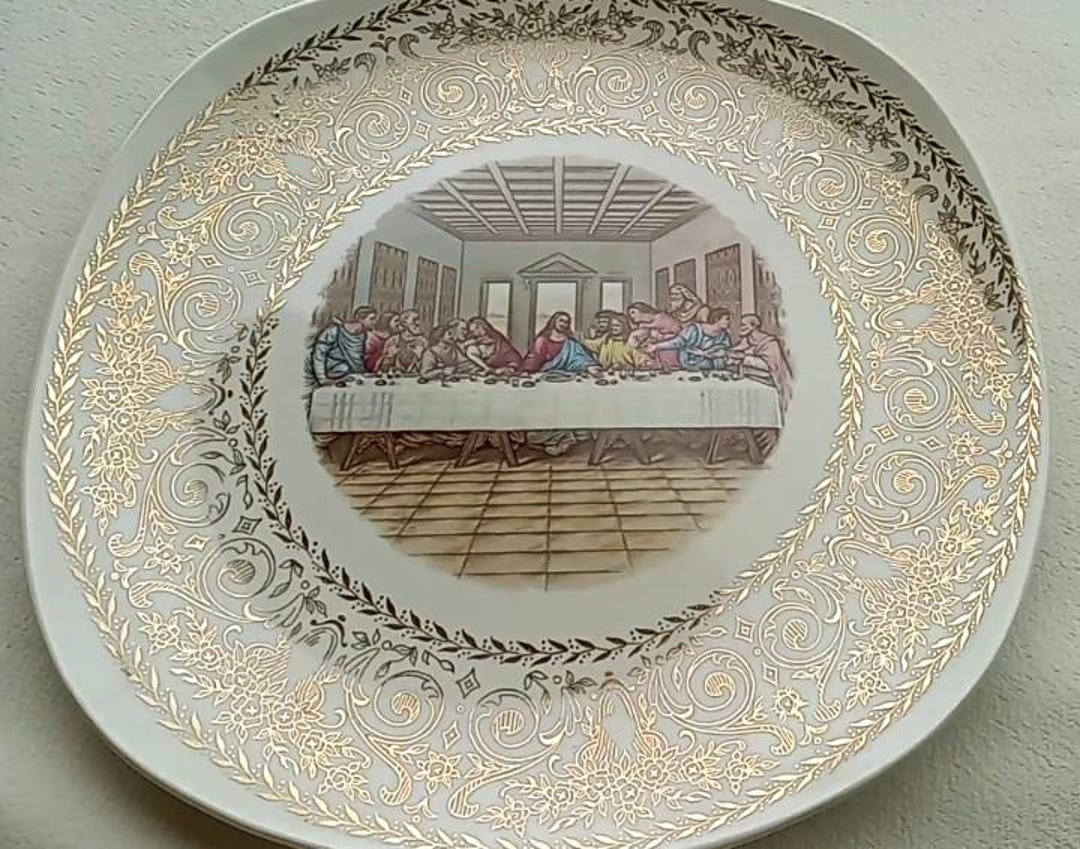 Vintage Pearl China Last Supper Plate: 22KT Gold Floral Design - Etsy