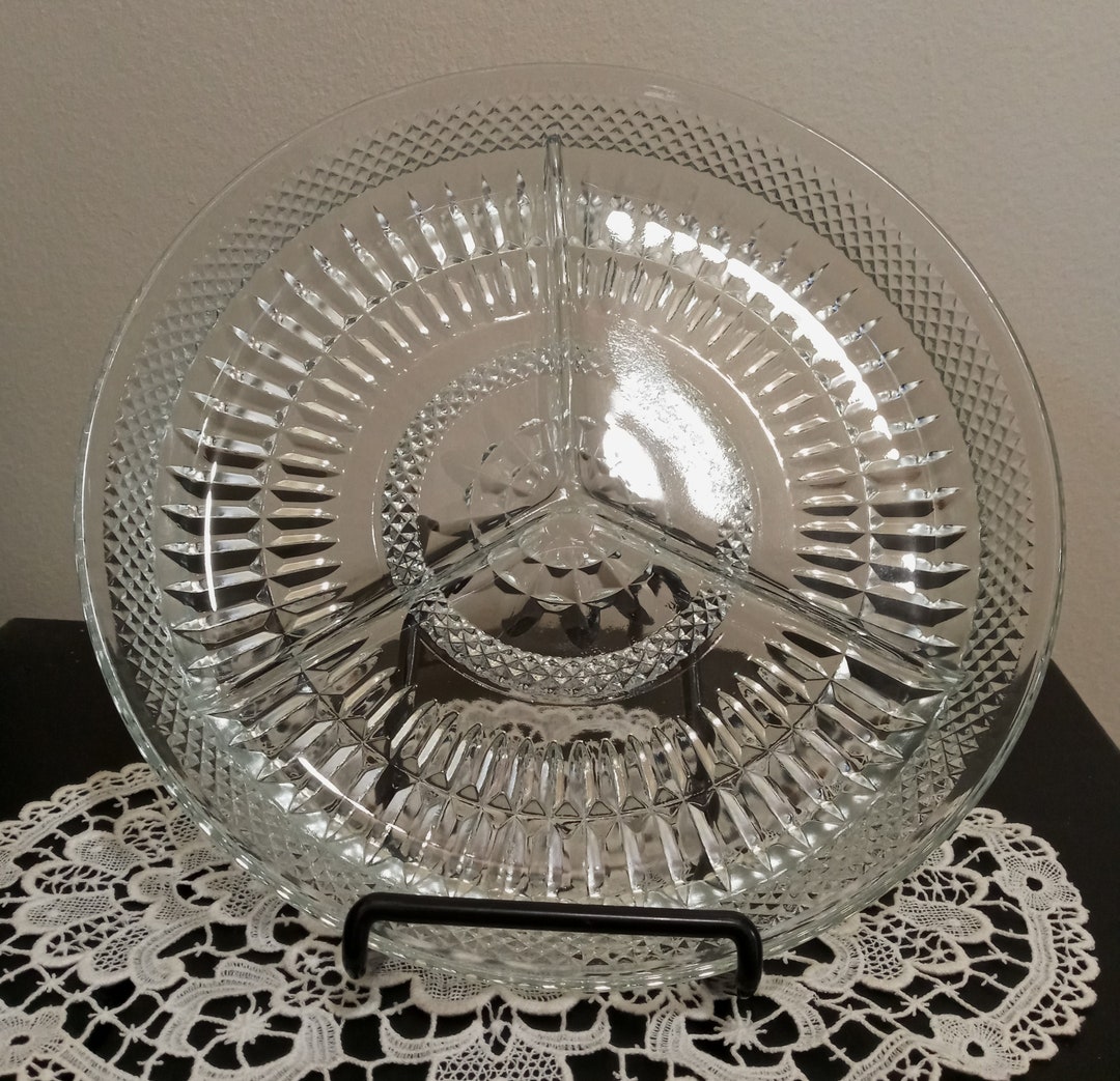 1950's Covetro, Deluxe Fine Italian Glassware. Three Divider Serving ...
