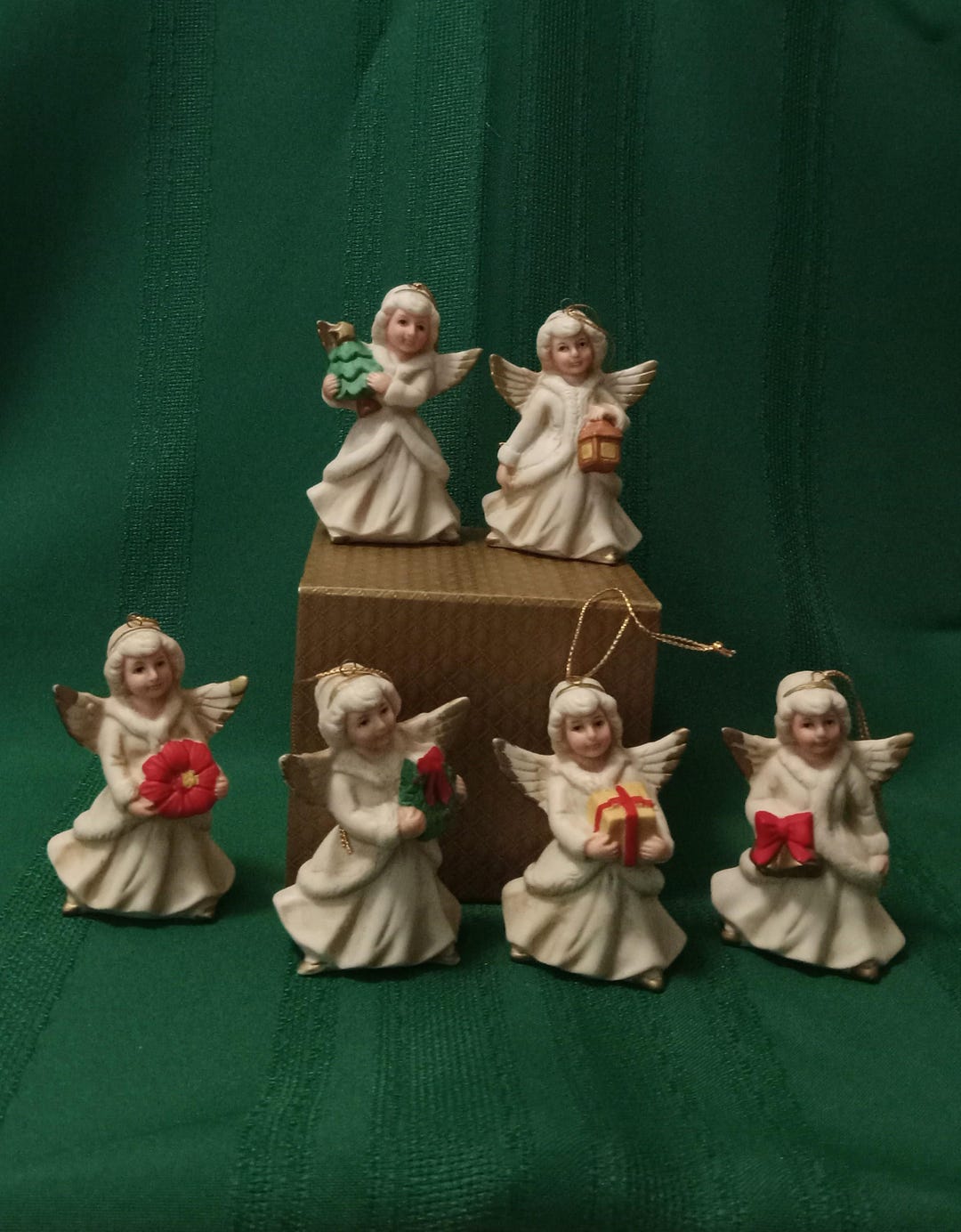 A Set of 6 Homco 1980's Bisque Porcelain Angel Ornaments. They Are 3 1/ ...