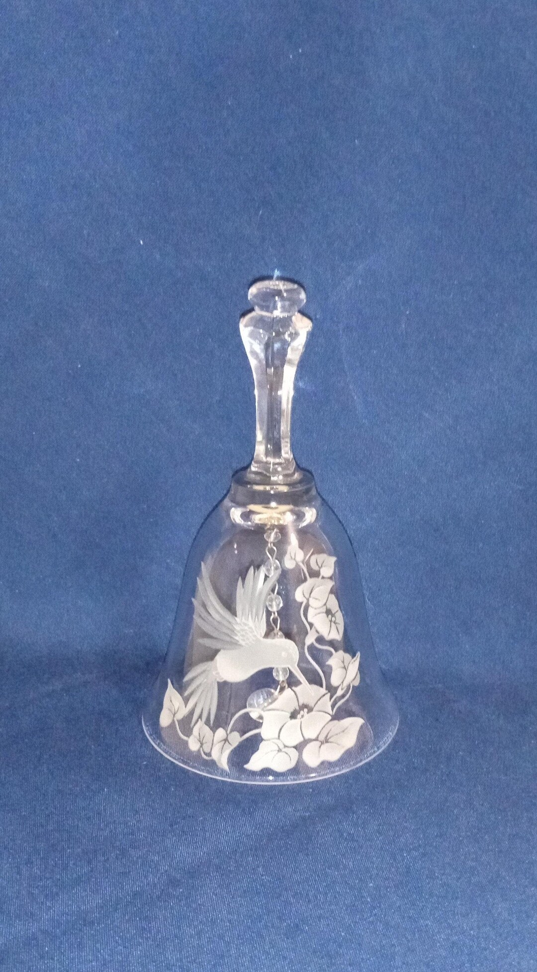 1980's, Avon Crystal Frosted Hummingbird and Morning Glory Flower Bell ...