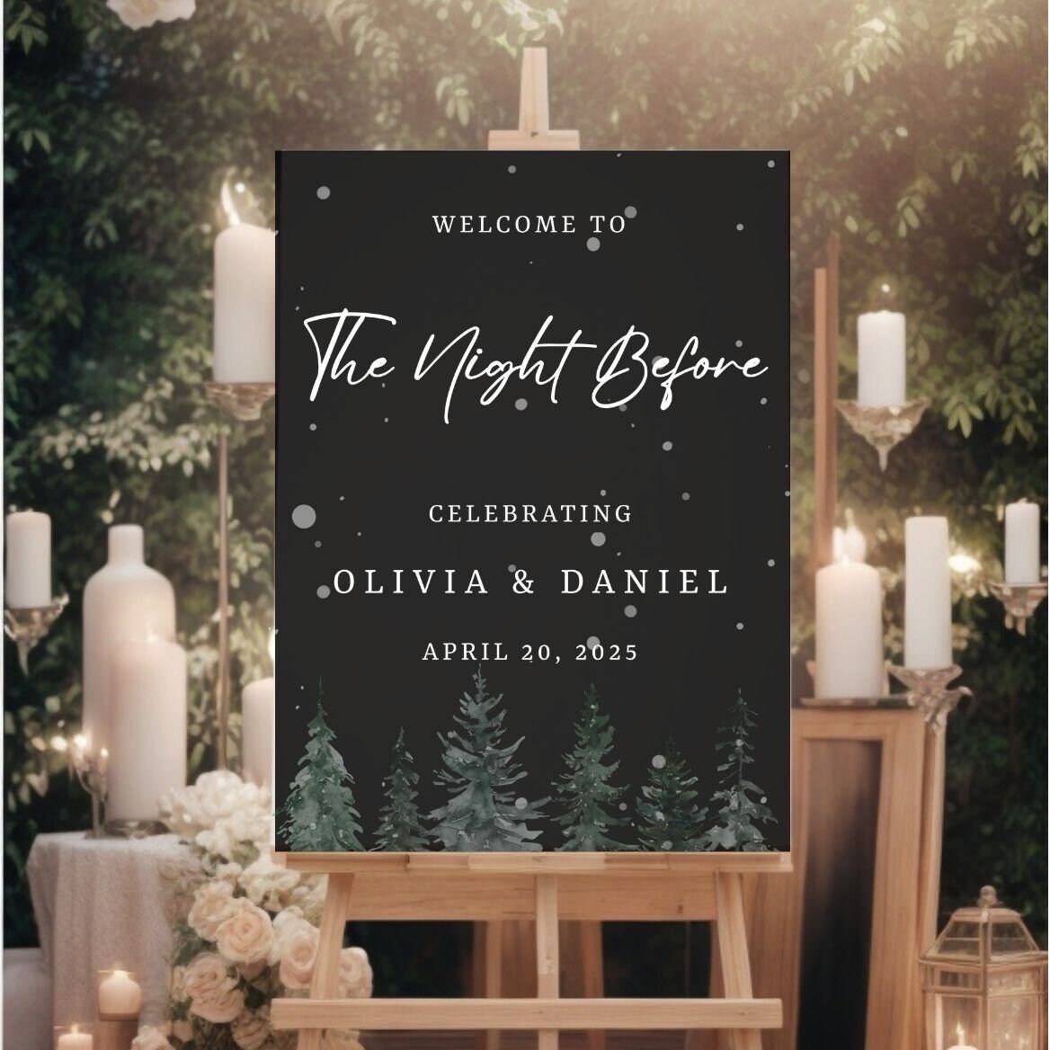 Personalized Winter Wedding Sign, the Night Before Rehearsal Dinner ...
