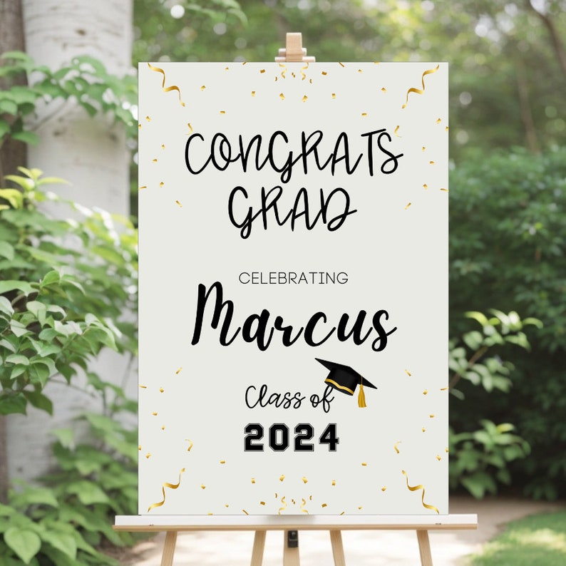 Personalized Graduation Sign, Graduation Welcome Sign, Printable Modern ...