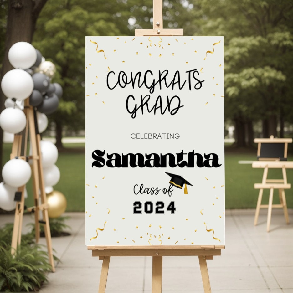 Personalized Graduation Sign, Graduation Welcome Sign, Printable Modern ...