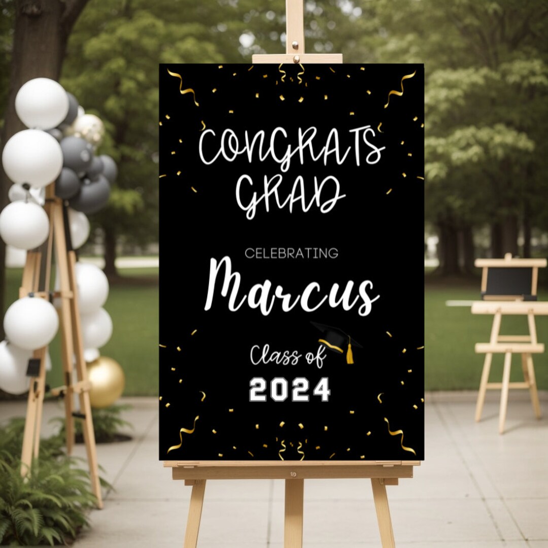 Personalized Graduation Sign, Graduation Welcome Sign, Printable Modern ...