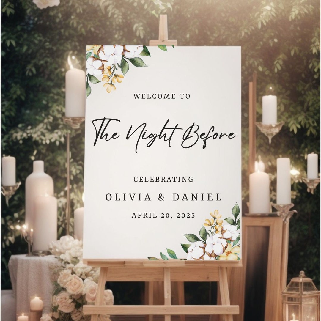 Personalized Spring Wedding Sign, the Night Before Rehearsal Dinner ...