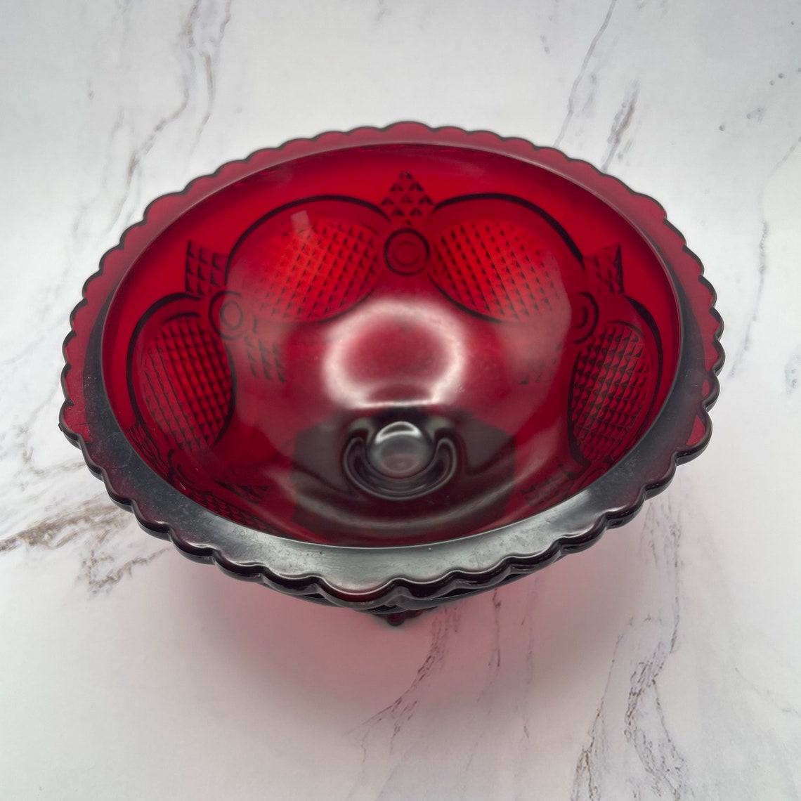 Avon 1876 Cape Cod Collection Ruby Red Candy Dish 6" Vintage Glass ...