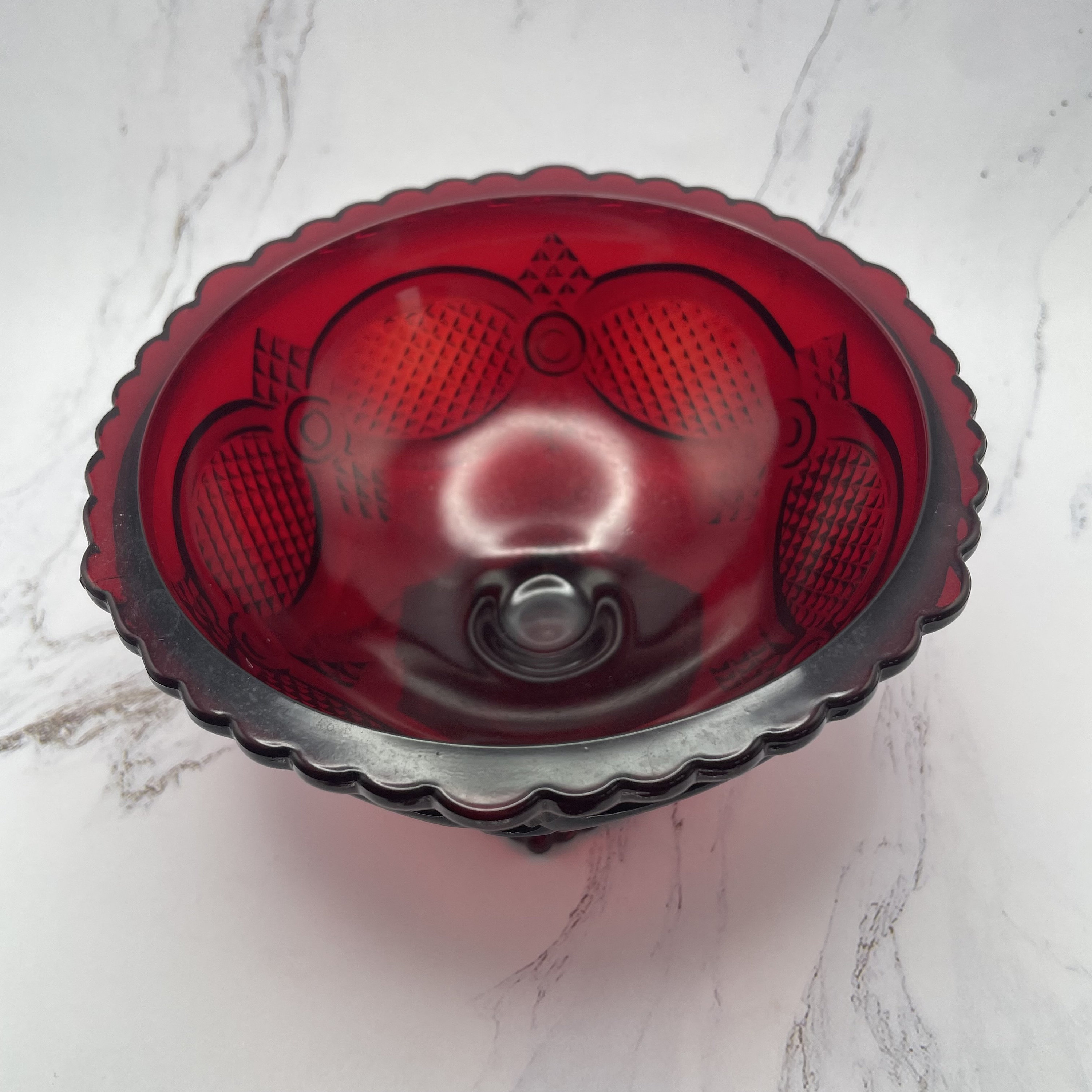 Avon 1876 Cape Cod Collection Ruby Red Candy Dish 6" Vintage Glass ...