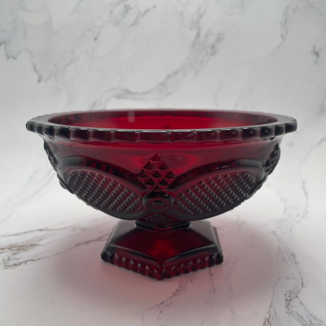 Avon 1876 Cape Cod Collection Ruby Red Candy Dish 6" Vintage Glass ...