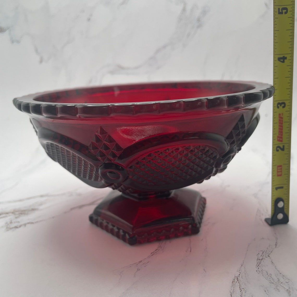 Avon 1876 Cape Cod Collection Ruby Red Candy Dish 6" Vintage Glass ...