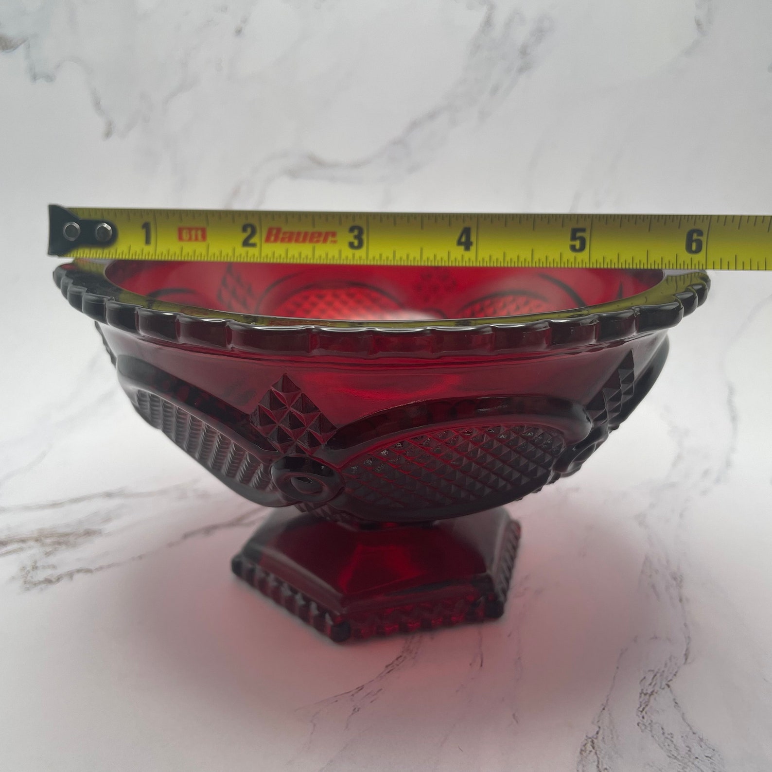 Avon 1876 Cape Cod Collection Ruby Red Candy Dish 6" Vintage Glass ...