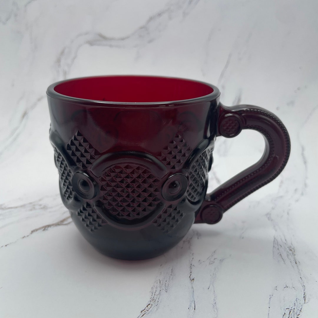 Avon 1876 Cape Cod Collection Ruby Red Cup 3.25" Coffee Mug Vintage ...