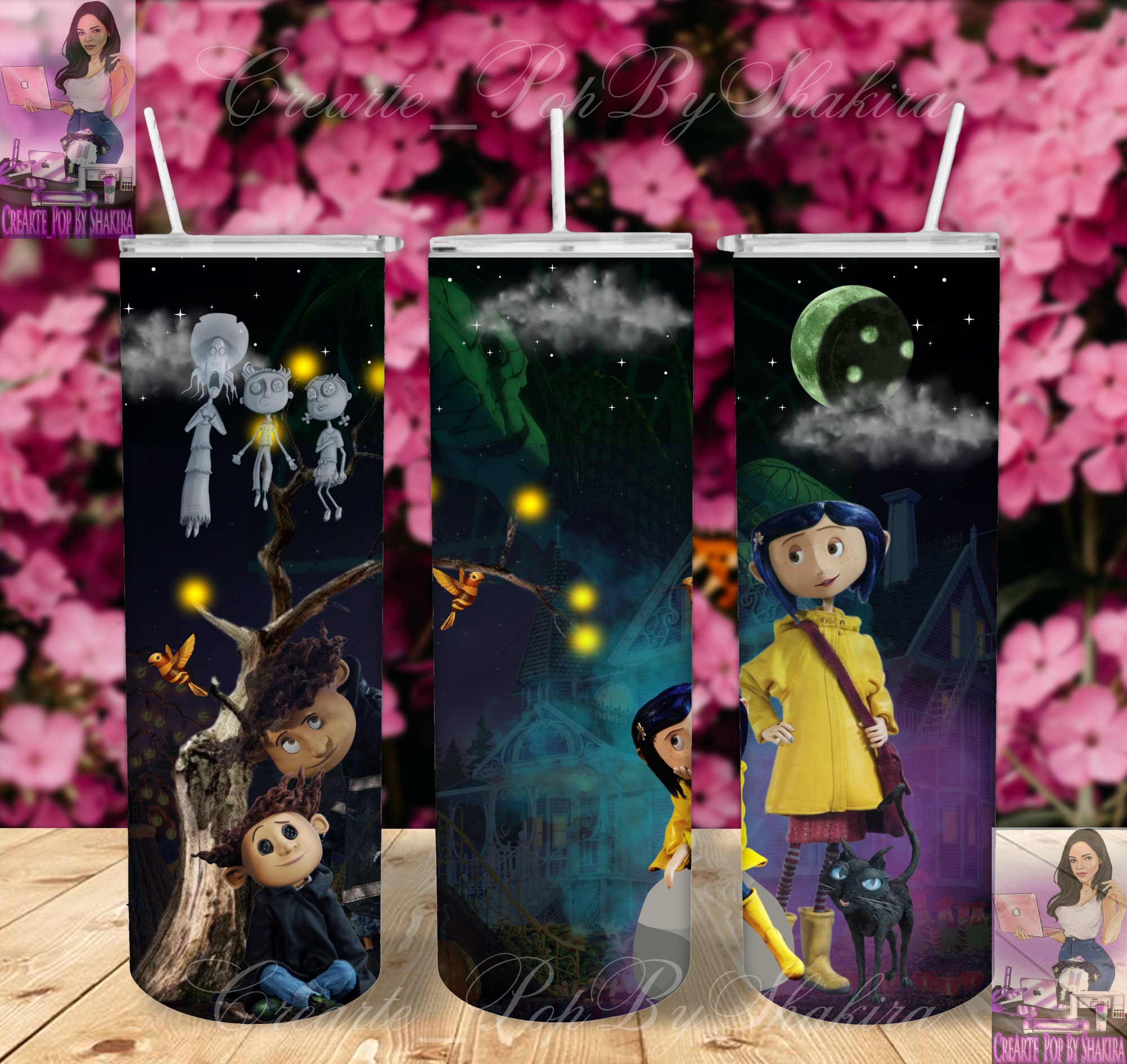 Coraline Tumbler Wrap. Coraline Png Digital, Digital Wrap Png, Coraline ...