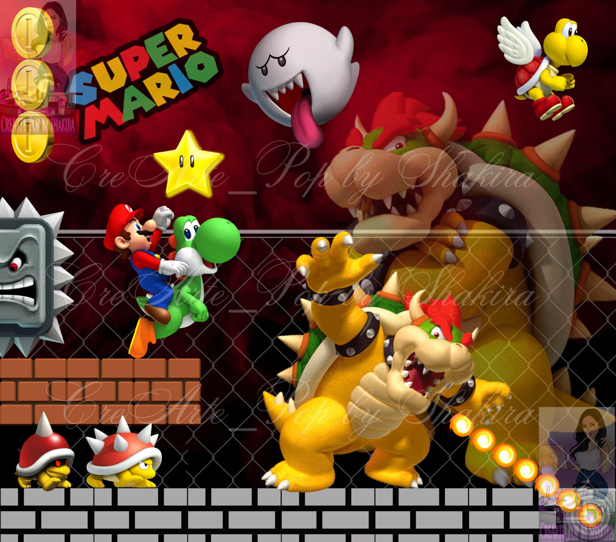 Mario Bros Movie, Digital Wrap, Pngdigital, Bowser Castle Wrap,mario ...