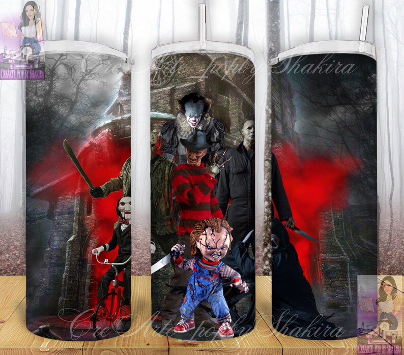 Halloween Digital Wrap, Horror Movie Characters Wrap, Horror Characters ...