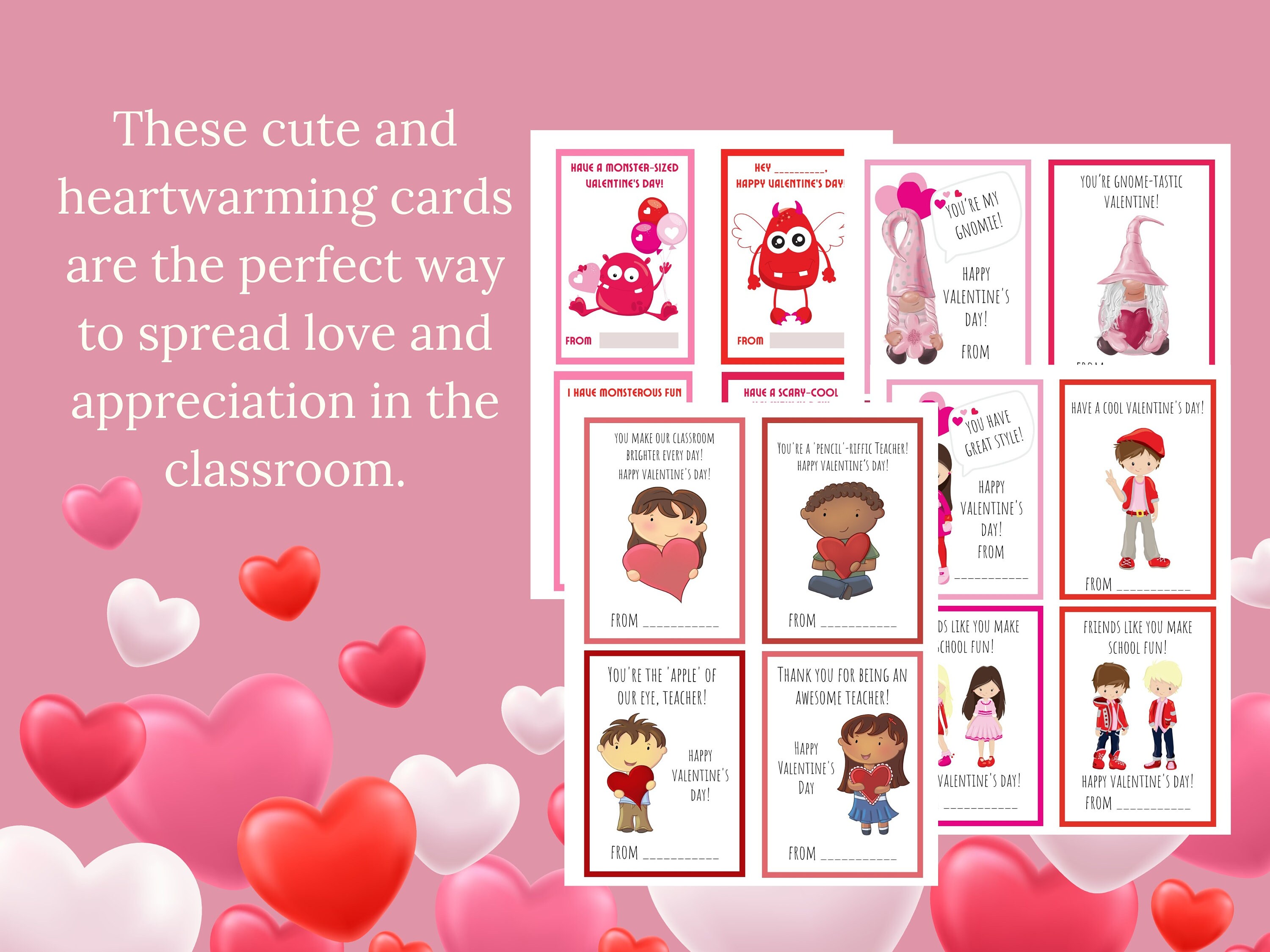 Monster Valentine's Day Cards for Teachers and Classmates, Valentine's ...