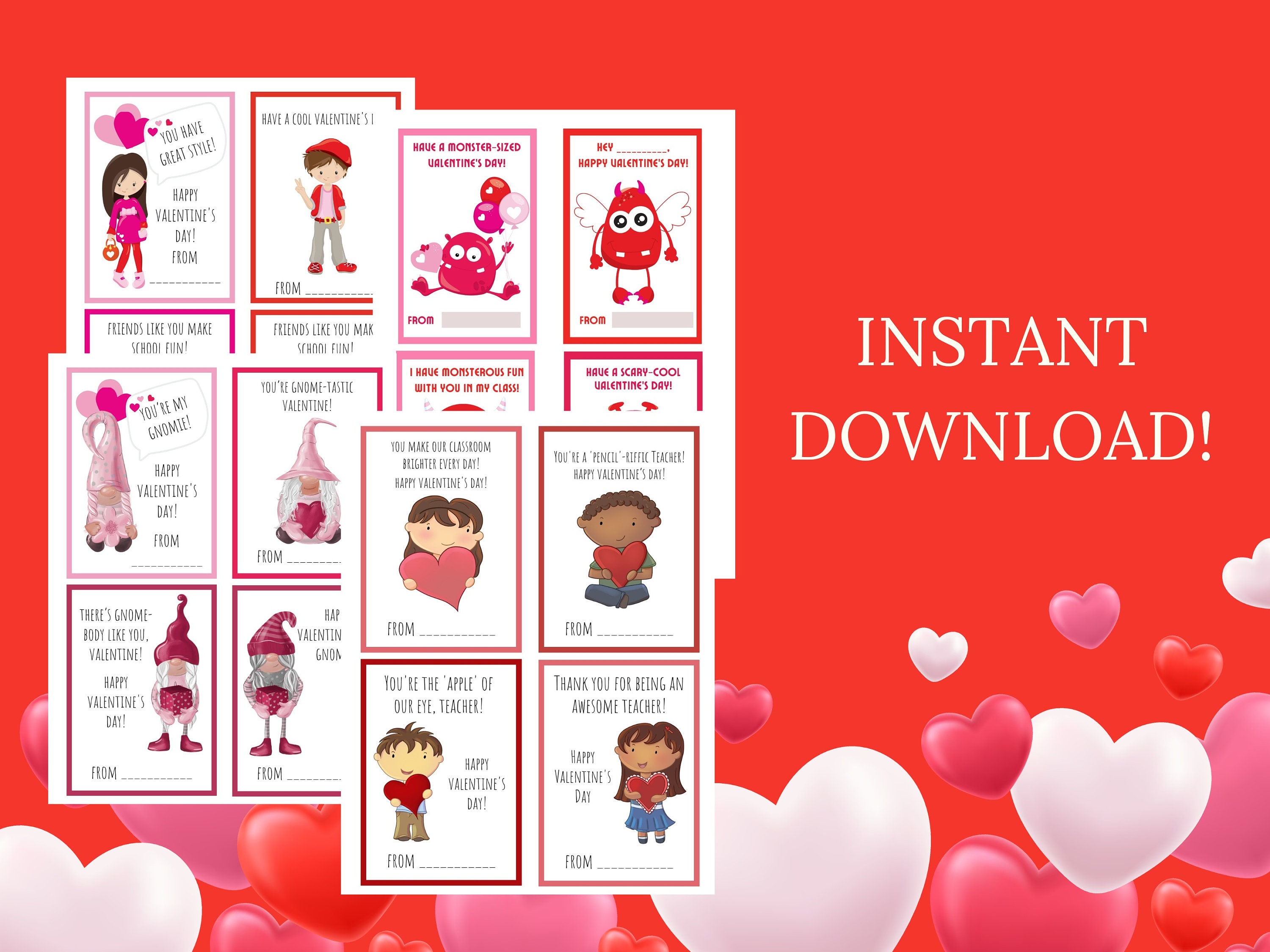 Monster Valentine's Day Cards for Teachers and Classmates, Valentine's ...