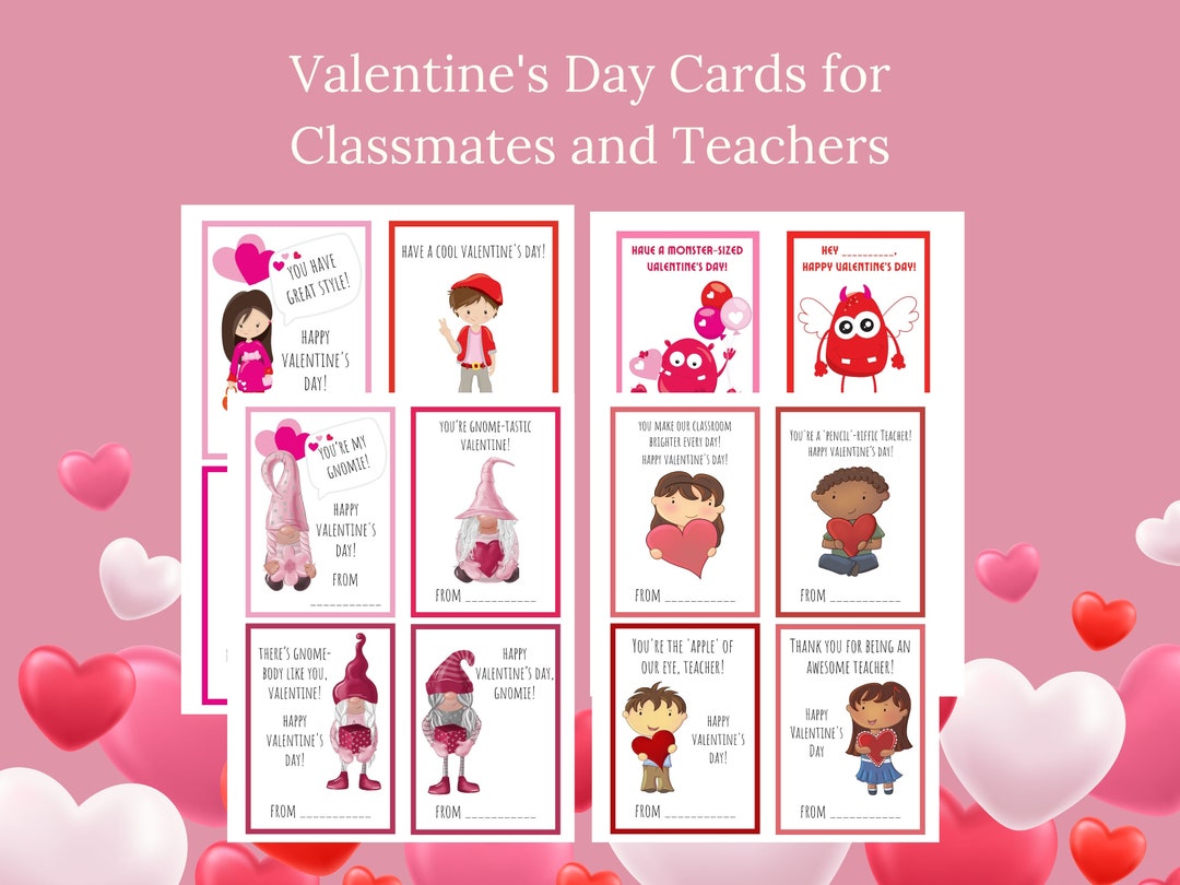 Monster Valentine's Day Cards for Teachers and Classmates, Valentine's ...